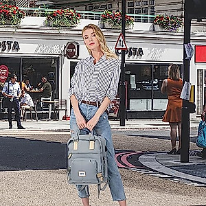 LOVEVOOK Laptop Backpacks for Women,Lightweight Cute Backpack with USB Charging Port Aesthetic Casual Travel Backpack 15.6 Inch,Grey