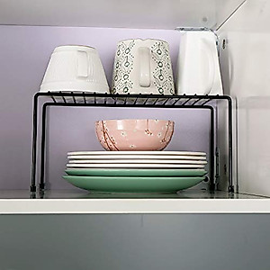 yaenoei Kitchen Shelves, Cabinet Organization Mini Storage Shelf, Black ,Set of 2