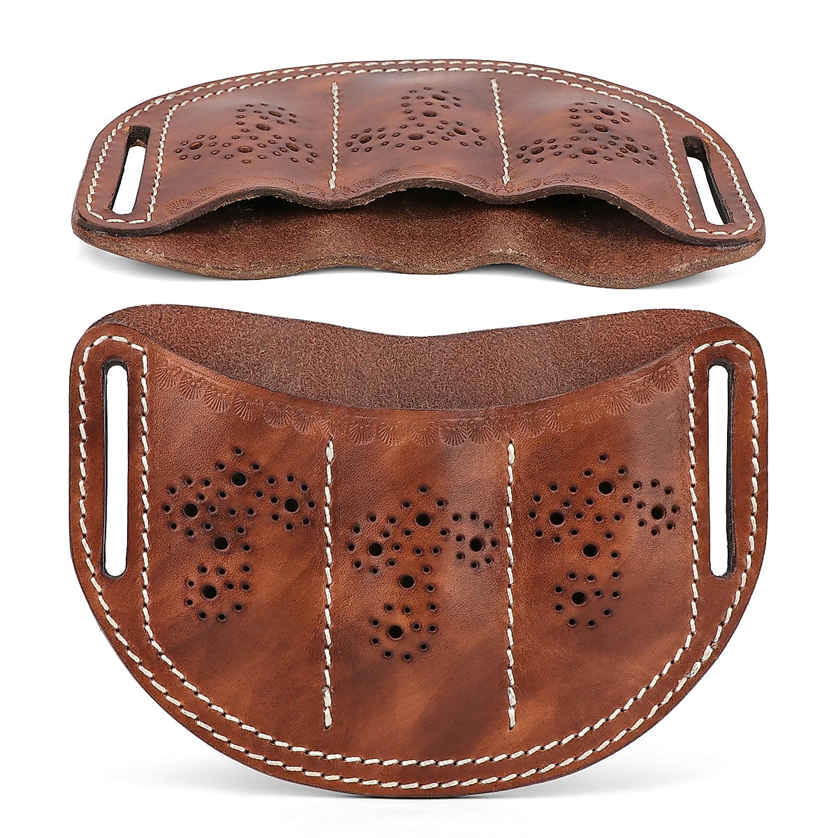 TOURBON Leather Pocket Organizer Folding Knife Holder 3 Slot EDC Pouch with Belt Loop