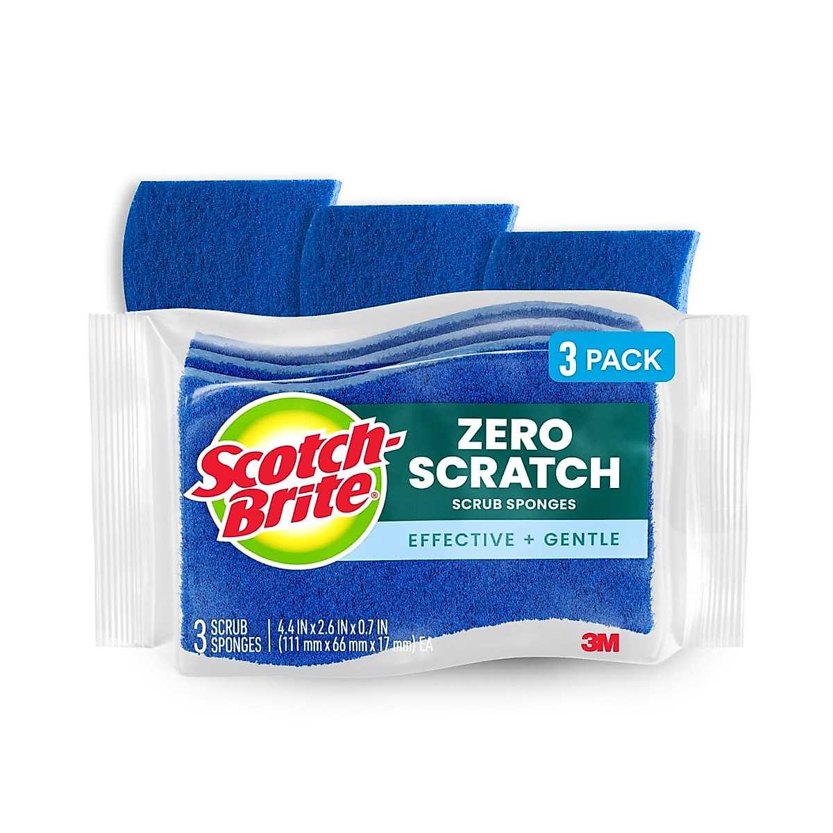 Scotch-Brite Non-Scratch Scrub Sponges, For Washing Dishes and Cleaning Kitchen, 3 Scrub Sponges