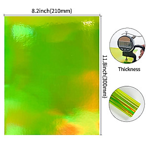 10 Pcs Holographic Faux Leather Sheets for Crafts, 8.3" x 11.8"(21x30cm) Colorful Luster Leather Fabric for Jewelry Bows Making DIY Projects