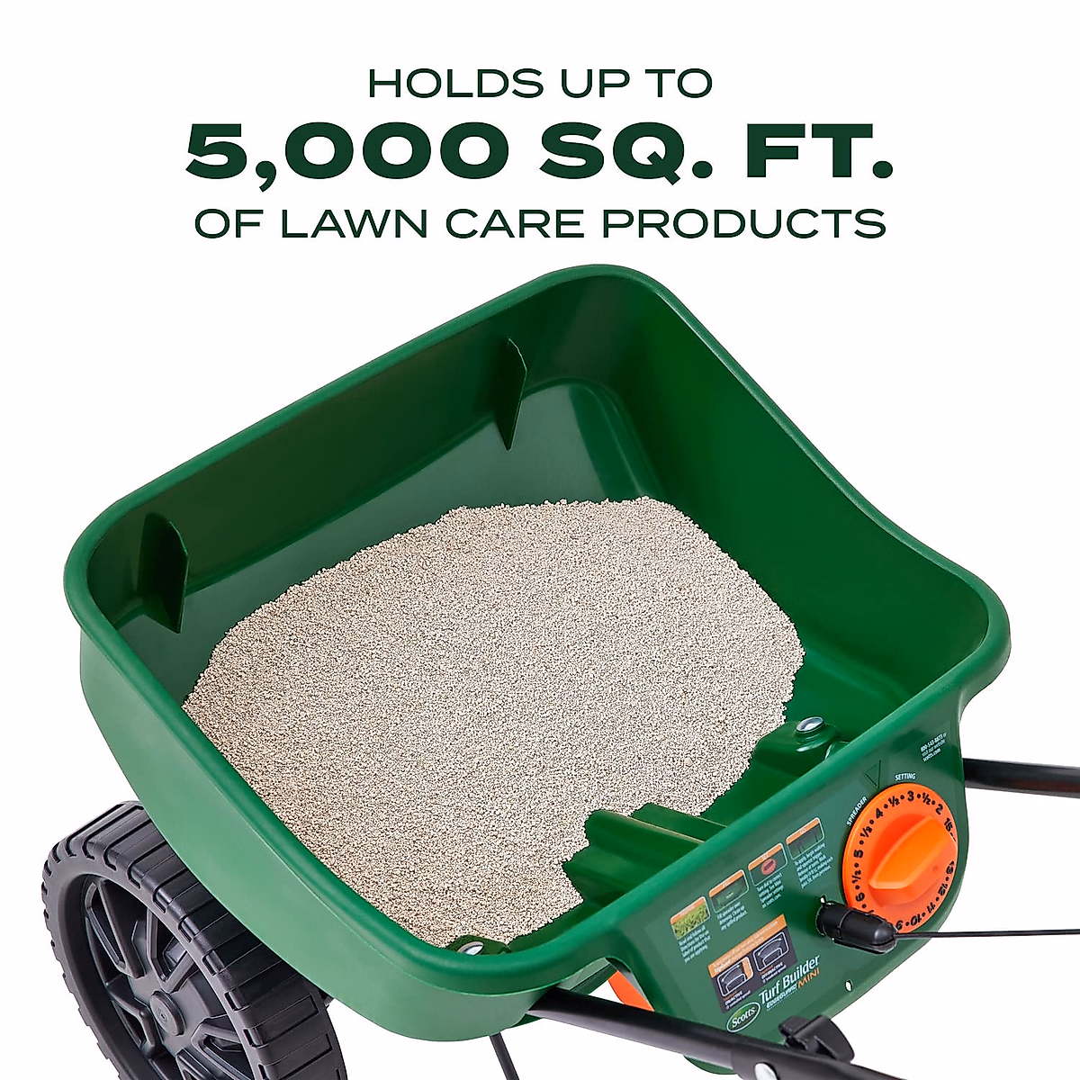 Scotts Turf Builder EdgeGuard Mini Broadcast Spreader - Holds Up to 5,000 sq. ft. of Lawn Product, Green