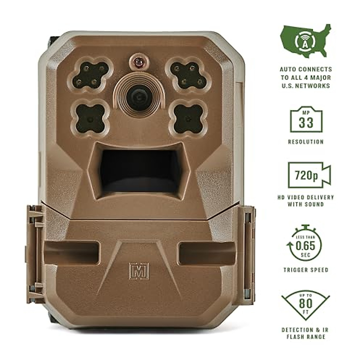 Moultrie Edge Cellular Trail Camera -Auto Connect - Nationwide Coverage - 720p Video with Audio - Built in Memory - Cloud Storage - 80 ft Low Glow IR LED Flash
