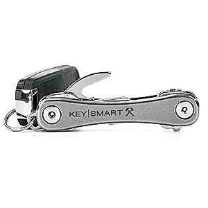 KeySmart Rugged - Multi-Tool Key Holder with Bottle Opener and Pocket Clip (up to 14 Keys, Titanium)