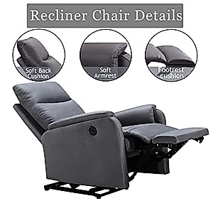 Electric Power Recliner Chair with USB Port,Fabric Ergonomic Lounge Single Sofa Seat Chair,Home Theater Seating with Recliner Function for Small Room 35.4" D x 30" W x 39.8" H