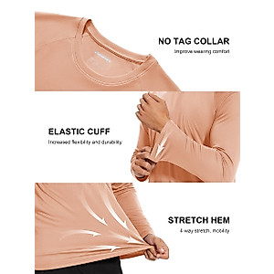 Rashguard Shirts for Men Long Sleeve Sun Protection Shirts Athletic T-Shirt Cycling Shirts Outdoor Shirts Men Camping Shirts Hiking Shirts for Men Apricot