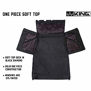 King 4WD Premium Replacement Soft Top - Black Diamond Material with 31% Tinted Windows - Suitable for Suzuki Samurai 1986-1994 - Requires Factory Original Soft Top Hardware