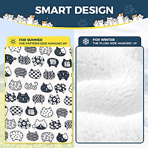 Cat Hammock for Cage Hanging Reversible 2Pack,Pet Hammock Bed Adjustable,Soft Sleeping Hammock for Cats,Ferret,Puppy,Rabbits,Small Animals (M, CAT)