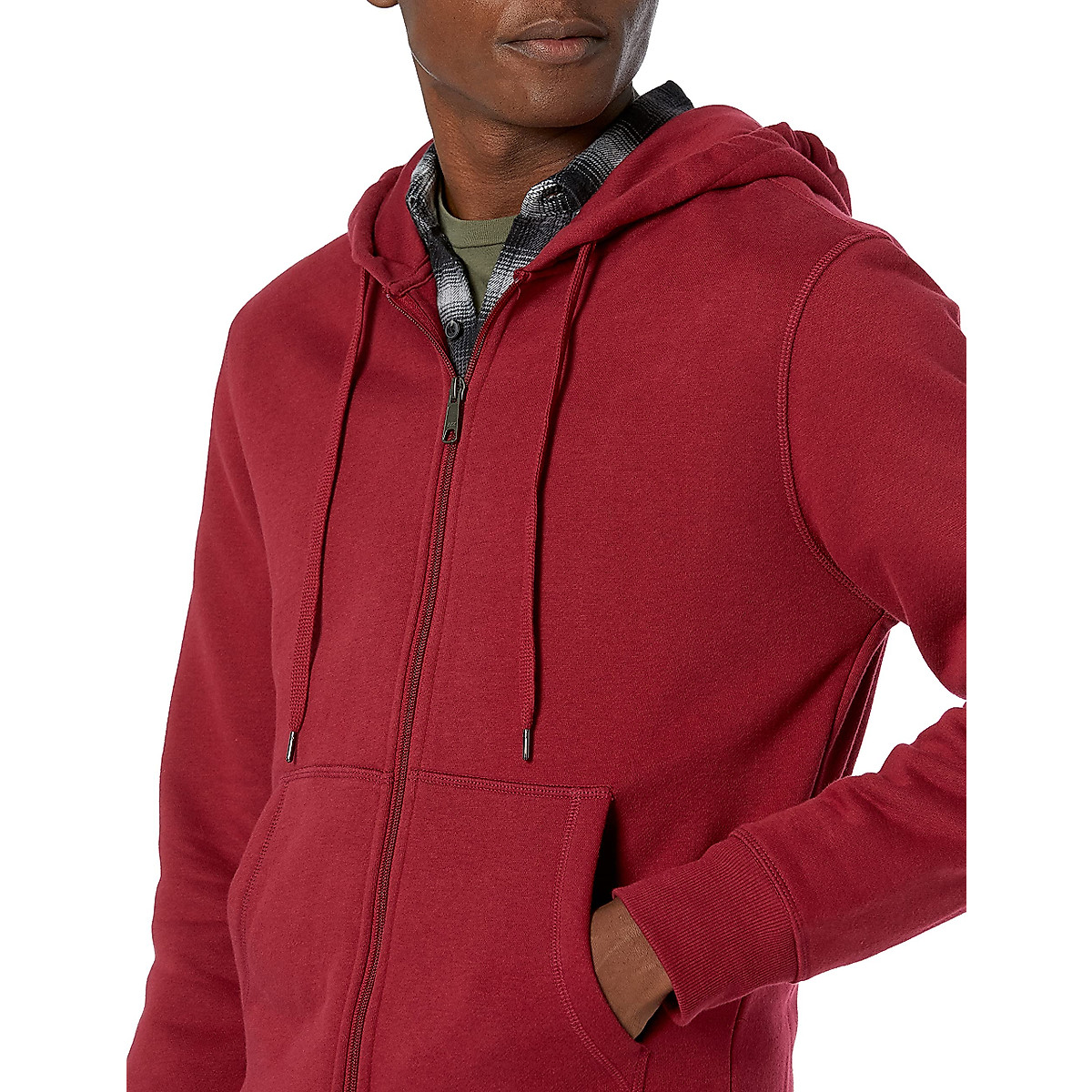 Amazon Essentials Men's Full-Zip Fleece Hoodie (Available in Big & Tall), Red, Large