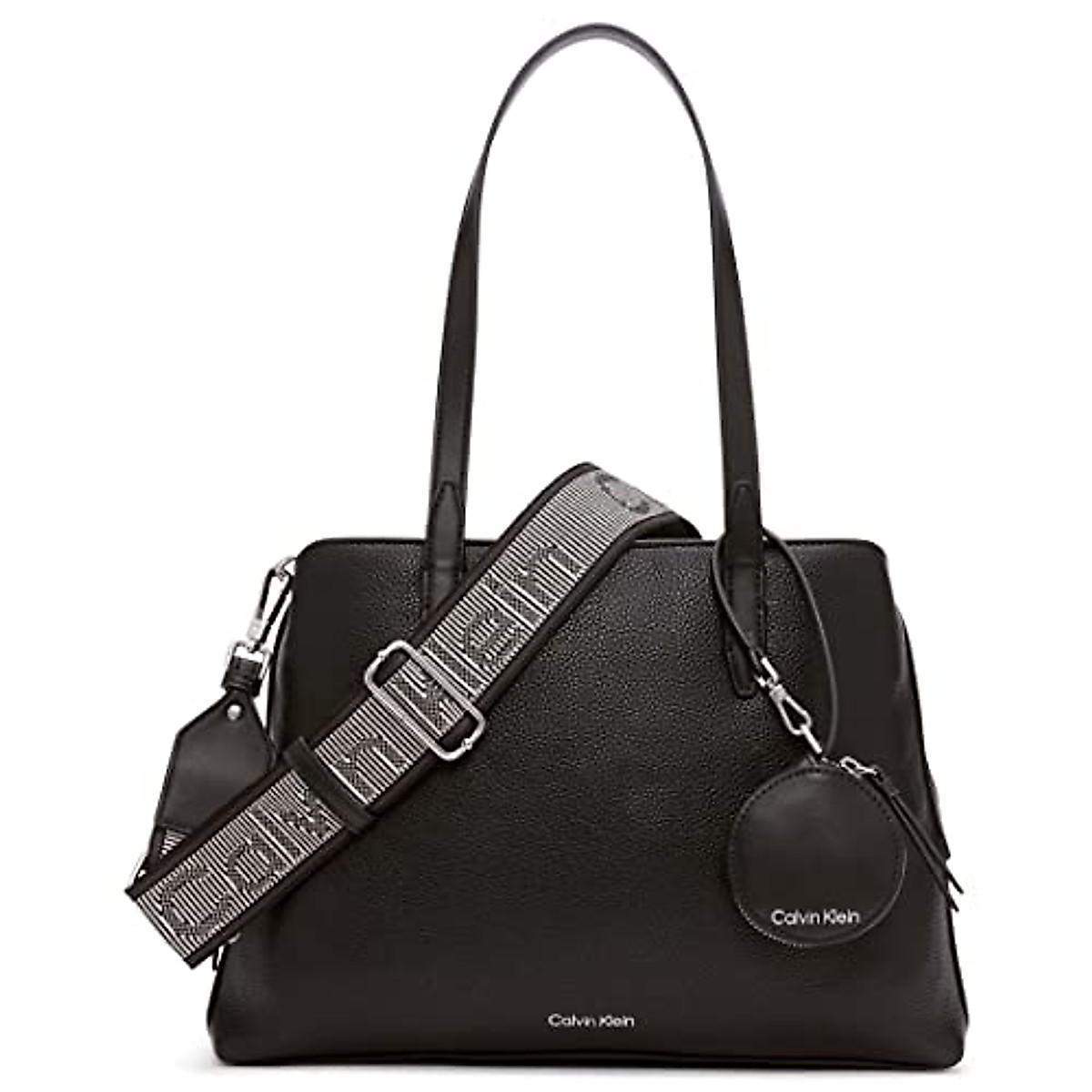 Calvin Klein Millie 2 in 1 Triple Compartment Tote, Black/Silver