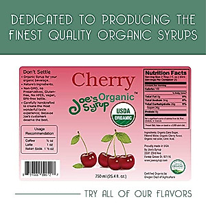Joe’s Syrup Organic Flavored Syrup, Organic Cherry, 750 ml
