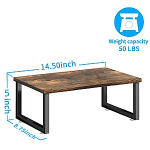 Ekisemio Monitor Stand Riser, 2-Pack Wood Desk Storage Organizer for Office Laptop, Computer, iMac, Antique Brown