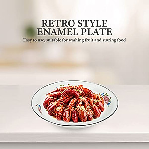 Hemoton Unbreakable Enamel Plates Enamel Plate Fruit Plate 2pcs Enamel Fruit Platter Vintage Salad Plate Enamel Washing Platter Enamel Trays Enamelware Serving Platter (30cm/ 11.8inch)