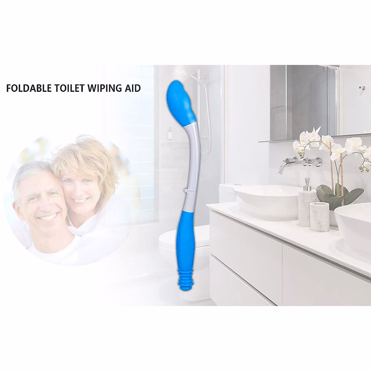 Foldable Long Reach Comfort Wiper - Bottom Wiping Aid - Butt Wiper Self Wipe Assist Toilet Aids Wand - Ideal Daily Living Bathroom Aid for Limited Mobility