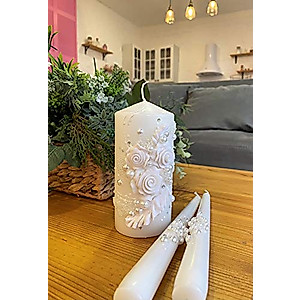 Magik Life Unity Candle Set for Wedding - Wedding Accessories for Reception and Ceremony - Candle Sets - 6 Inch Pillar and 2 10 Inch Tapers - Decorative Pillars White
