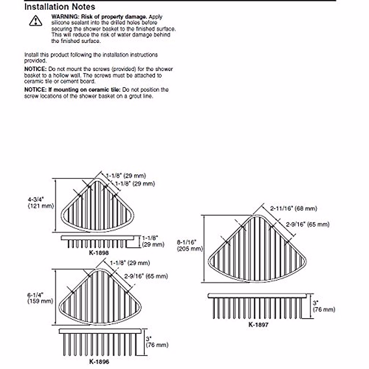 KOHLER K-1897-SN Large Shower Basket, Vibrant Polished Nickel