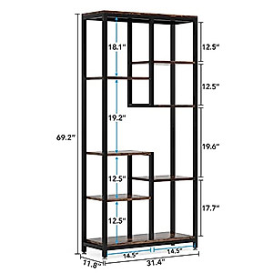 Tribesigns 6-Tier Tall Bookshelf Bookcase, Industrial 8-Shelf Open Bookcase Storage Display Book Shelves for Living Room, Home Office