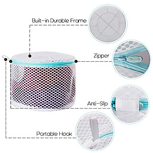Plusmart Large Mesh Lingerie Bags for Laundry, Bra Washing Bag for Washing Machine/Washer, D to E Cup,3 Pack White