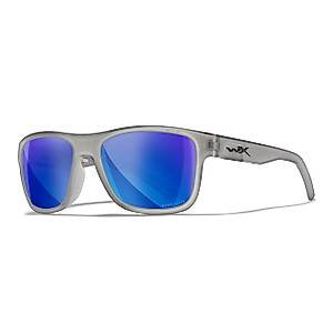 Wiley X Ovation Captivate Polarized Sunglasses, Safety Glasses for Men and Women, UV Eye Protection for Shooting, Fishing, Biking, and Extreme Sports, Matte Slate Frames, Blue Mirror Tinted Lenses
