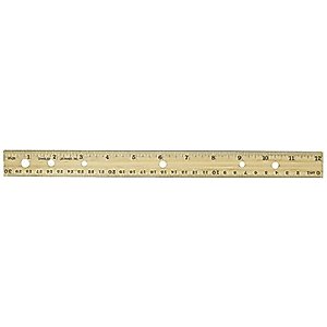 Charles Leonard Metal Edged Wood Ruler with Double Bevel, 12 Inches, Natural (77120)