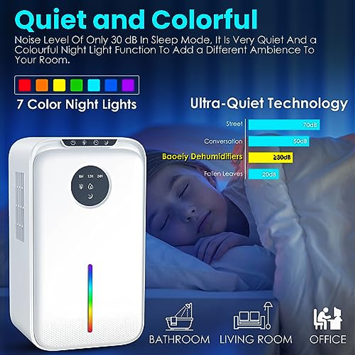 Lonxfy 95OZ Dehumidifiers for Home, 720 Sq.ft Portable Dehumidifier With Drain Hose Auto Defrost, Dehumidifiers for Room, Sleep Mode Quiet Small Dehumidifiers for Bedroom Bathroom Basements Closet RV