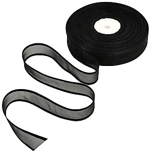 TONIFUL 1 Inch x 25 Yards Sheer Organza with Satin Edge Ribbon Black Chiffon Ribbon for Gift Wrapping Wedding Birthday Party Decoration DIY Craft Bow Making Valentine's Day Craft Floral Hair Sewing