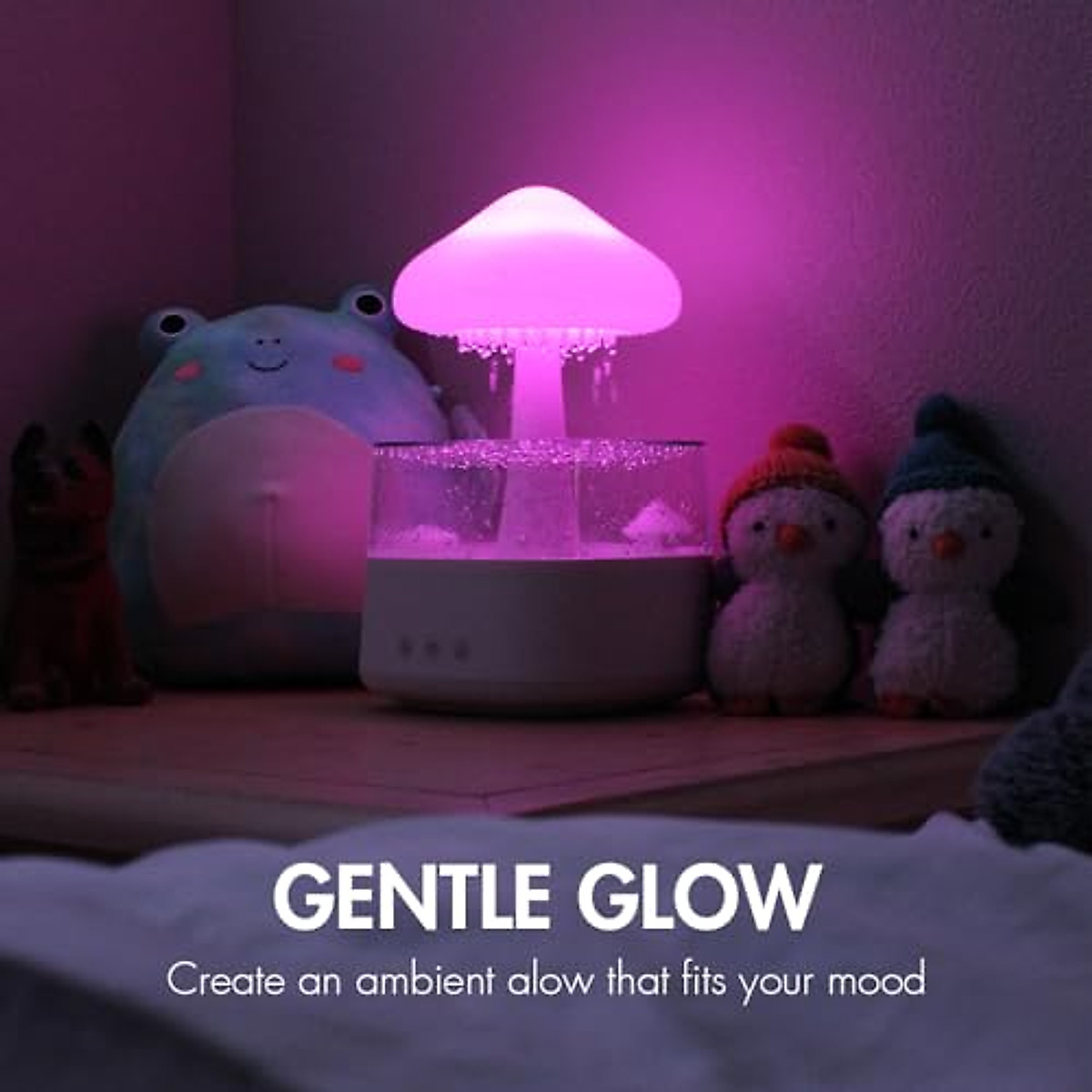 Rain Cloud Humidifier Water Drip with Adjustable LED Lights White Noise Humidification Desk Fountain Bedside Sleeping Relaxing Mood (White)