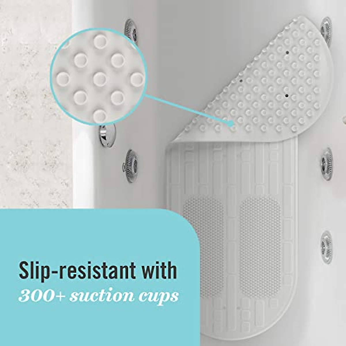 Medline Martha Stewart Bath Mat with Microban Mold-Resistant, Mildew Resistant For Tub, Shower, Bathtub, Bathroom – Slip- Resistant