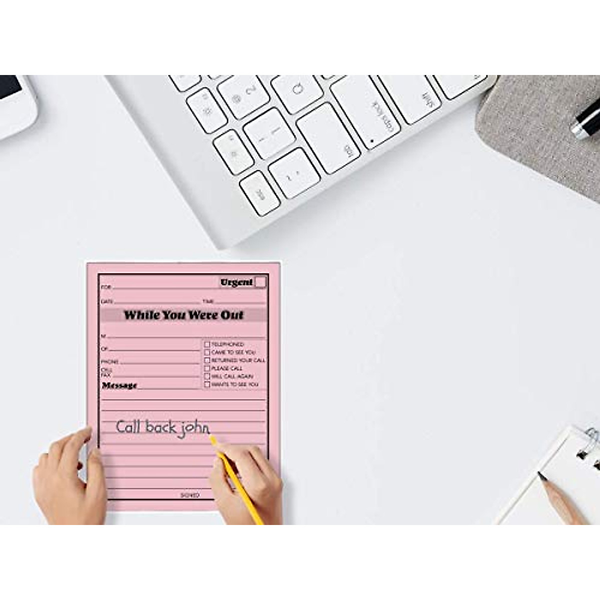 1InTheOffice Message pad While You Were Out Pads, 4.25 x 5.5 Inches, Pink, 50 Sheets/Pad, 12 Pads/Pack, pack of 2