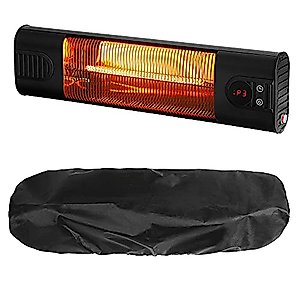 BOSKING Electric Patio Heater Cover Universal Waterproof Terrace Heater Dust Cover 420D Heavy Duty Fabric Space Heater Cover Furniture Protective Cover for Outdoor Infrared Heater Wall Heater (Black)