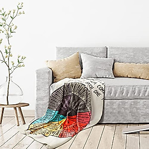 Feelings Wheel Blanket 60 x 50 Inch Wheel of Emotions Blanket Emotions Feelings Chart Wheel Flannel Throw Blanket Counselor Therapy Blanket Mental Health Gifts for Adults Kids Couch Bed Sofa