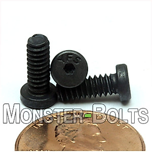 MonsterBolts - #6-32 x 3/8" Low Head Socket Screws, Alloy Steel, Black Oxide, 10 Pack