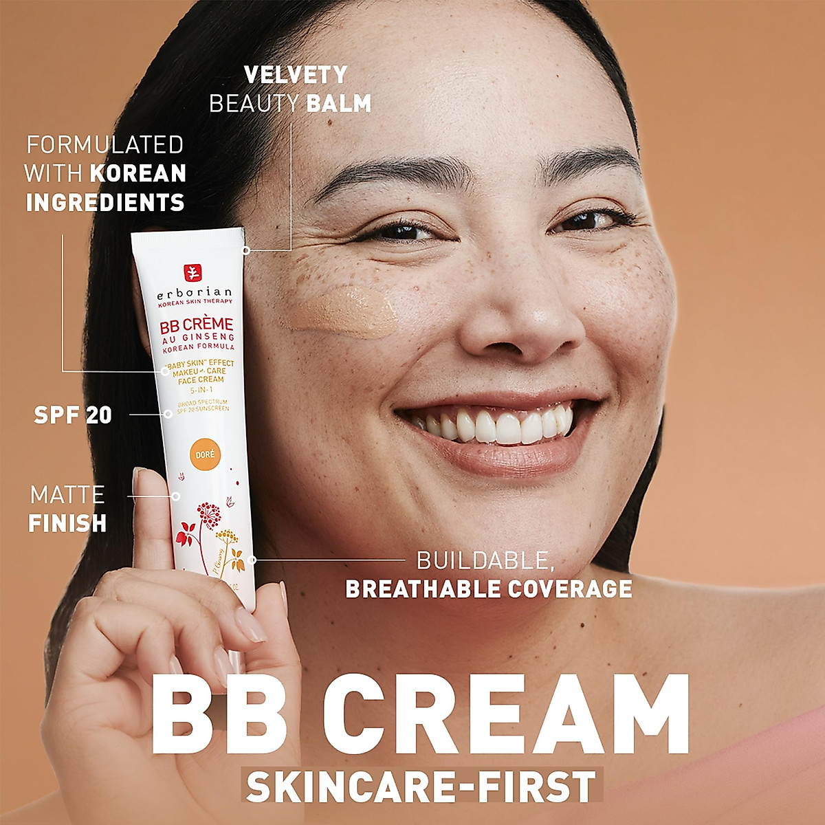 Erborian BB Cream with Ginseng, Fair (Clair) - Lightweight Buildable Coverage with SPF 20 & Ultra-Soft Matte Finish Minimizes Pores & Imperfections - Korean Face Skincare - 0.5 Oz