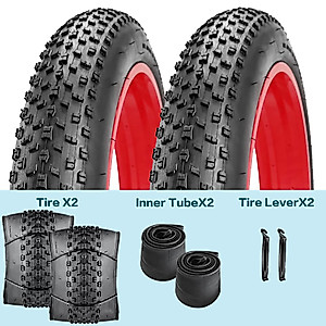 2 Pack 20" 26" Fat Tires 20/26 x 4.0 inch Fat Bike Tire Bike Tubes and Tire Levers for Folding Tires Electric Snow Beach Bicycle Tire Bicycle (26 X 4.0 2 Tires 2 Tubes)
