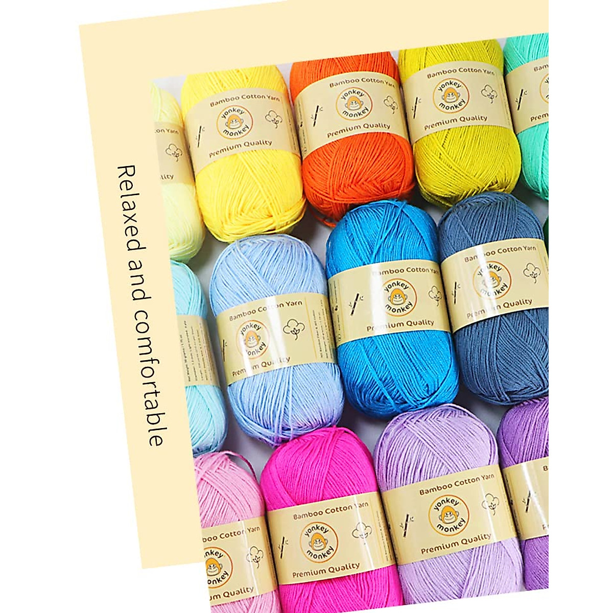 10-Pack of Yonkey Monkey 500 Grams Yarn - 70% Rayon derived from Bamboo, 30% Cotton - Imported - White 9013