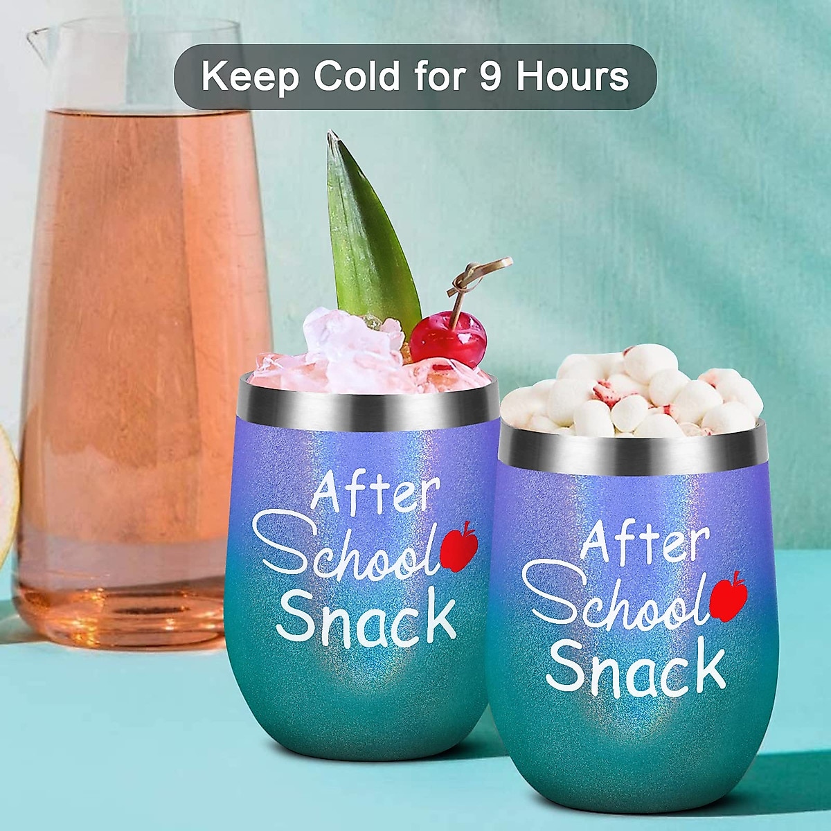 CozyHome Teacher Appreciation Gifts, After School Snack Stainless Steel Insulated Wine Tumbler, Teacher Gifts for Women, Retirement Gift Teacher Christmas Gifts for Teacher from Student, 12oz Gradient