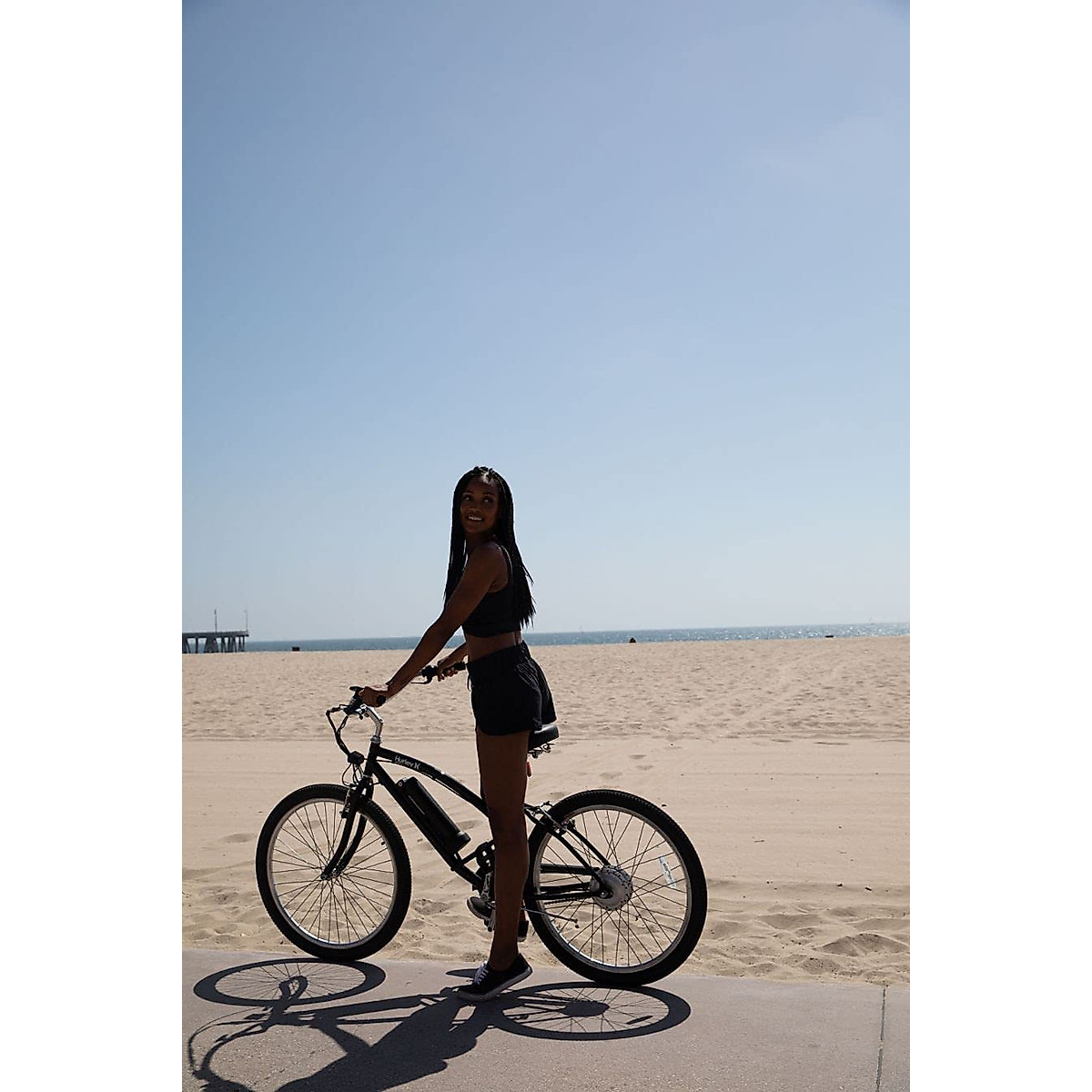 Hurley Electric Bikes Kickflip Beach Cruiser Single Speed E-Bike (Navy, Medium / 16 Fits 5'4"-6'1")