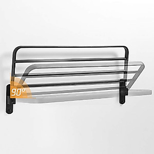 GLJ Floating Shelves Black Single-Layer Bath Towel Rack, Folding Shelf, Shower Room Kitchen Pendant, No Punching (Size : 60cm)