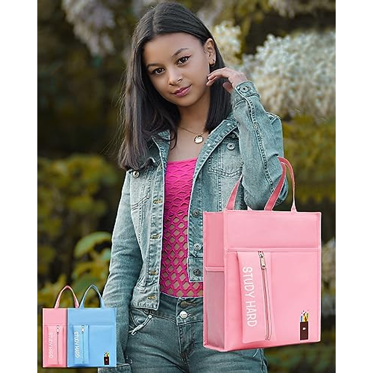 MINIQ Tote Bags for Teen Boys and Girls, Kids Tote Bag School Supply Organizer,Craft Tote Bag for Artist Courese & DIY