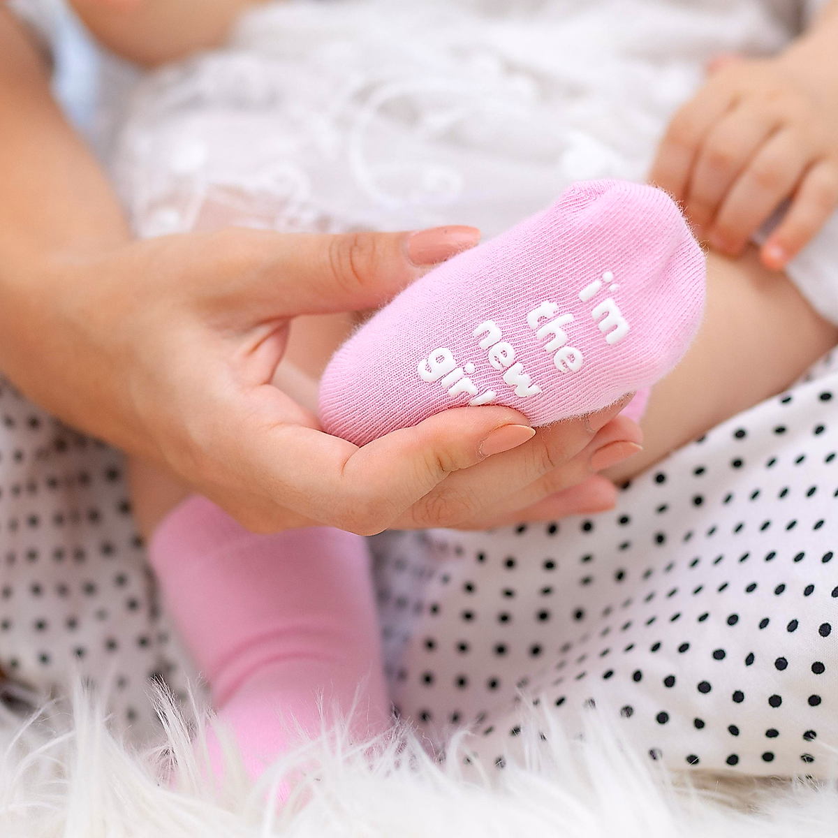 Baby Girl Socks Gift Set - Unique Baby Shower or Newborn Gift For Her - 4 Pairs of Cute Quotes in Gift Box