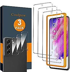 【 3+3 PACK 】Coolpow Designed for Samsung Galaxy S21 FE 5G Screen Protector Samsung S21 FE 5G Screen Protector Tempered Glass Film, Ultra HD, 9H Hardness, Scratch Resistant.【 NOTE: Not for Samsung S21 】