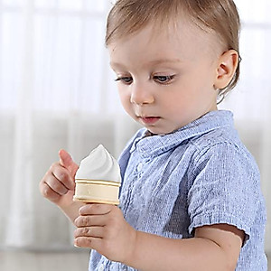 Smily Mia Freezer Teether for Babies 12-18Months,Freezable Ice Cream Toy for 6-12Months Babies,Cold Water Soother for 3-6Months for Teething Pian Relief,Cream White