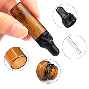 Furnido 5ml Amber Glass Dropper Bottle,Empty Essential Oil Bottles Glass Vials with Glass Eye Dropper for DIY Aromatherapy Colognes Perfume Liquid Sample Blends Pack of 35-2pc 2ml dropper included