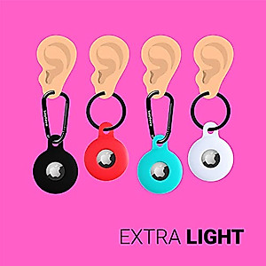 Airtag Holder, Airtag Case, Air tag Holder, Airtag Accessories, Airtag Key Ring, Airtag Keychain, Silicone Airtag Case, 4 Pack – White, Turquoise, Red, Black