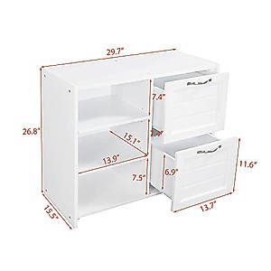 Harper & Bright Designs Twin Low Loft Bed with Slide and Storage, Solid Wood Low Loft Bed Frame with Storage Cabinets and Shelves, for Kids Teens Girls Boys (Twin Size, White)