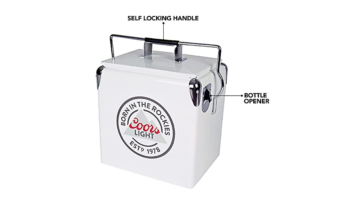 Coors Light Retro Ice Chest Cooler | Built-In Bottle Opener