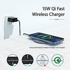 Flat Fabric Wireless Charger, 15W Super Slim Universal Wireless Charging Pad for iPhone 14/13/12/11/XR/X/8, Android Wireless Charger for Galaxy S21/S20 Ultra/S10/Note 10, Pixel 5/4 XL (No AC Adapter)