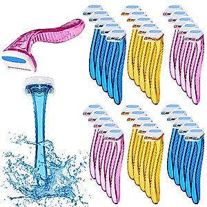 Honoson 30 Pieces Bikini Razors Bikini Trimmer for Women Small Disposable Travel Accessories Armpit Hair Removal Beauty for Body Cosmetic Tool(Light Blue, Light Yellow, Light Pink, Rose, Deep Pink)