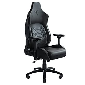 Razer Iskur Gaming Chair: Ergonomic Lumbar Support System - Multi-Layered Synthetic Leather Foam Cushions - Engineered to Carry - Memory Foam Head Cushion - Blac