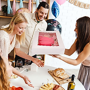 Tcoivs 20-Pack 16" x 11" x 2.5" Bakery Boxes with Window Hold 12 Donuts, Auto-Popup Large Cookie Boxes, Treat Boxes for Pastries (White)